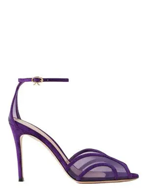 GIANVITO ROSSI 95 Suede-trimmed Mesh Sandals - Purple