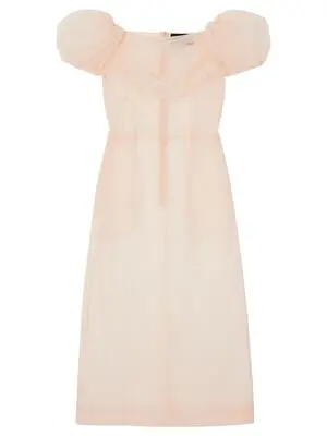 Simone Rocha Gathered Layered Tulle Midi Dress - Neutrals