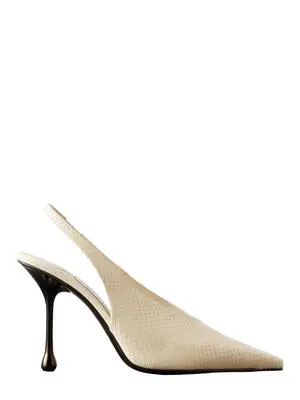 JIMMY CHOO Isa Snake-effect Leather Slingback Pumps - Ivory
