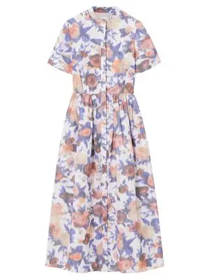 Erdem Floral-print Cotton-blend Taffeta Midi Dress - Multi
