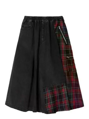 UNDERCOVERISM Plaid-panelled Midi Skirt - Black