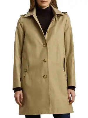 Ralph Lauren Longline Raincoat With Removable Hood Birch Tan