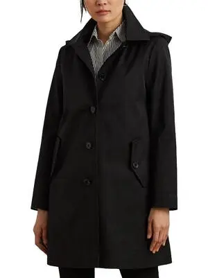 Ralph Lauren Longline Raincoat With Removable Hood Black