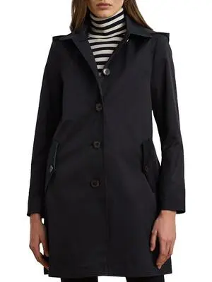 Ralph Lauren Longline Raincoat With Removable Hood - Dk Navy
