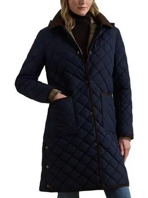 Ralph Lauren Diamond Quilted Hooded Coat - Dk Navy