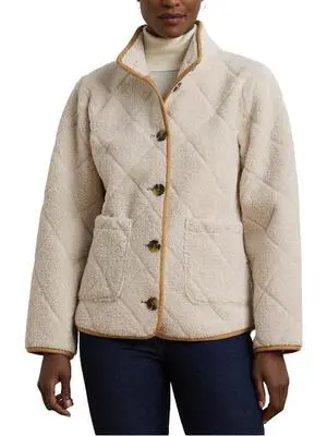 Ralph Lauren Quilted Faux Shearling Jacket - Cream