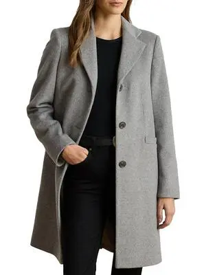 Ralph Lauren Longline Wool Blend Coat - Light Heather Grey