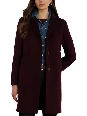 Ralph Lauren Longline Wool Blend Coat - Pinot Noir