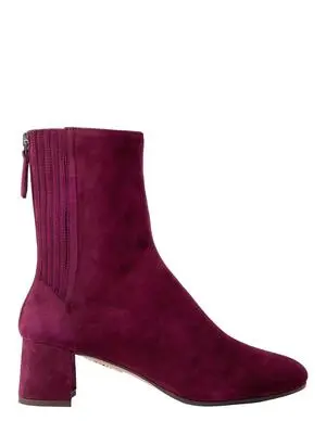 AQUAZZURA Saint Honoré 50 Suede Ankle Boots - Red
