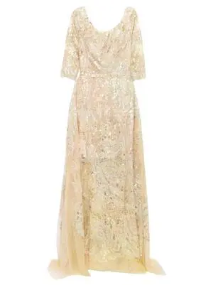 SAIID KOBEISY Sequin-embroidered Dress - Neutrals