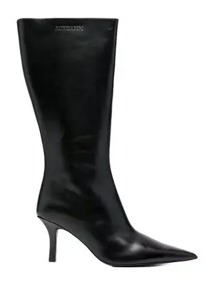 Patrizia Pepe 70mm Pointed-toe Calf Leather Boots - Black
