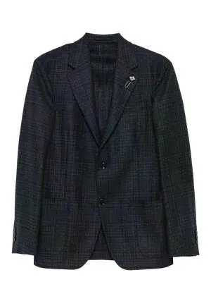 LARDINI Checked Two-button Blazer - Blue
