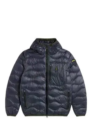 BLAUER. Quilted Hooded Jacket - Blue