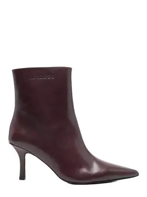 Patrizia Pepe 75mm Leather Pointed-toe Heeled Boots - Purple