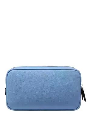 Smythson Panama Double Zip Wash Bag - Blue
