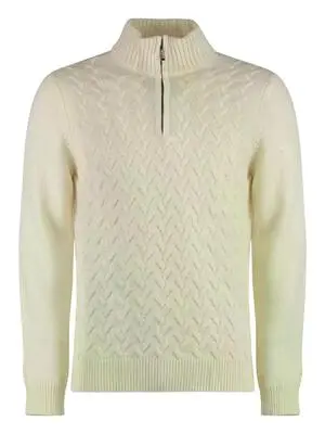 MOORER Cable-Knit Half-Zip Sweater Neutrals