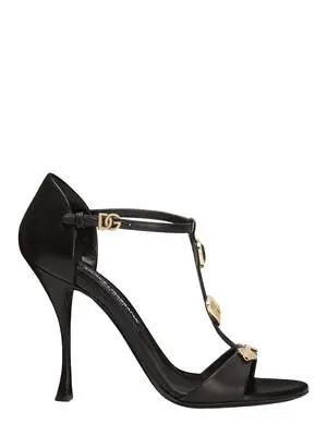 Dolce & Gabbana Goatskin Sandals With Embroidery - Black
