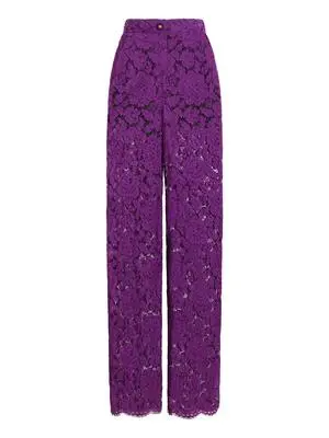 Dolce & Gabbana Cordonetto Lace Wide Leg Trousers - Purple