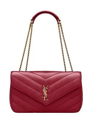 Saint Laurent Loulou Medium Matelasse Lambskin Shoulder Bag - Deeply Red