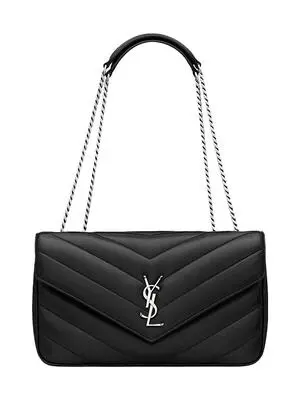 Saint Laurent Loulou Medium Matelasse Lambskin Shoulder Bag - Noir/silver