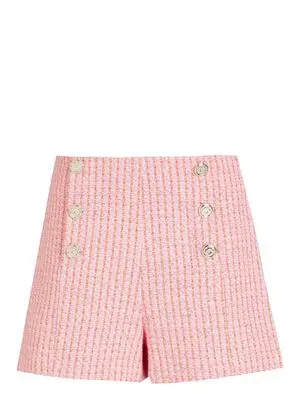 Maje Metallic Cotton-blend Tweed Shorts - Baby Pink