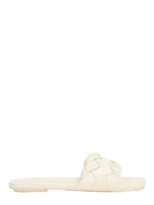 STUART WEITZMAN Braida Leather Slides - Ivory