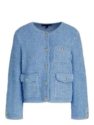 Maje Sequin-embellished Tweed Cardigan - Light Blue