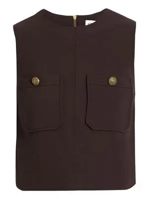 Veronica Beard Yareli Crepe Top - Chocolate
