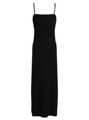 Maje Embellished Ribbed-knit Midi Dress - Black