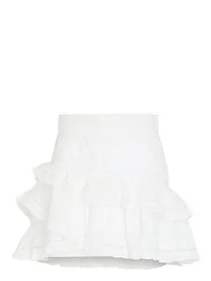 Maje Ruffled Cotton Mini Skirt - White