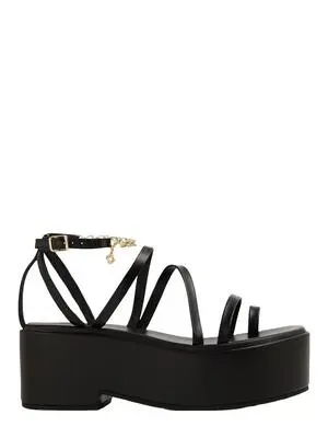 Maje Chain-embellished Leather Platform Sandals - Black