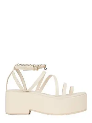 Maje Chain-embellished Leather Platform Sandals - Ecru