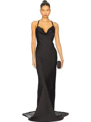 Norma Kamali Cross Back Bias Gown Black