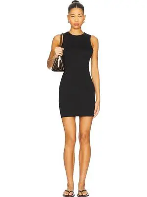 Eterne Sleeveless Crewneck Soft Jersey Mini Dress - Black