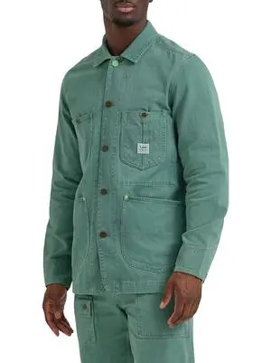 LEEM Cotton Button-up Jacket - Overdye Magic Mint R