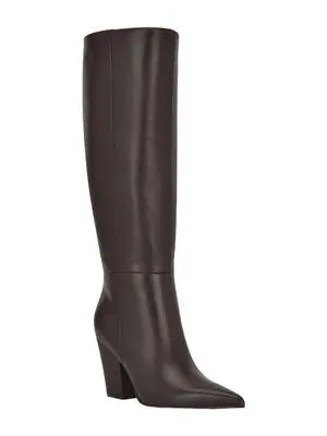 Nine West Adera Pointed Toe Knee High Boots Dark Brown