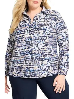 NIC+ZOE Harvest Dot Pullover Top - Blue Multi