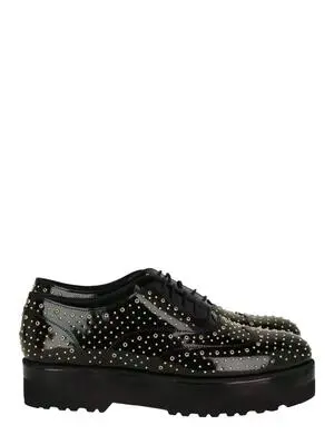 Hogan Studded Leather Platform Shoes - Black