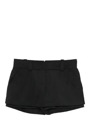 VESTIAIRE D'UN OISEAU LIBRE Layered Wool Shorts - Black