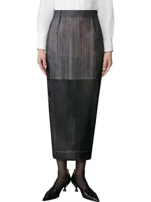 Thom Browne Striped Organza Pencil Skirt - Black
