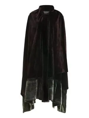 Alberta Ferretti Velvet Ruffled Cape - Brown