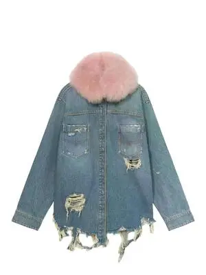 Blumarine Distressed Denim Jacket - Blue
