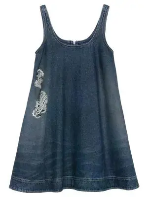 Simone Rocha Distressed Denim Mini Dress - Blue