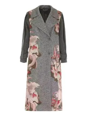 Alberta Ferretti Floral-embroidered Coat - Grey