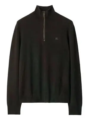 Burberry Embroidered Half-zip Sweater - Brown