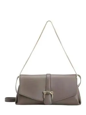 FERRAGAMO Chain-strap Flap Shoulder Bag - Grey