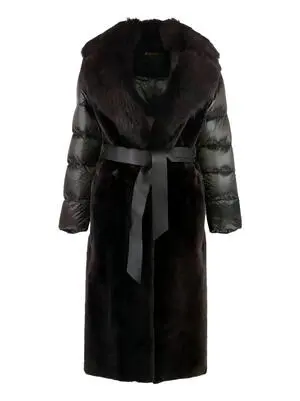 MOORER Faux-fur-trimmed Padded Coat - Brown