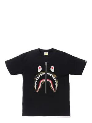 A BATHING APE Reflector 1st Camo Shark Tee Shirt - Black/yellow