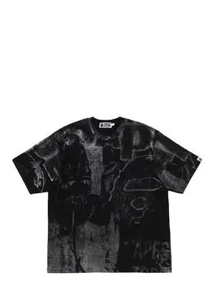 A BATHING APE Metallic Coated Overall Print Relaxed Fit Tee Shirt - Black
