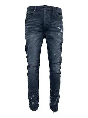 PURPLE BRAND Resin Knee Slit Jean - Black